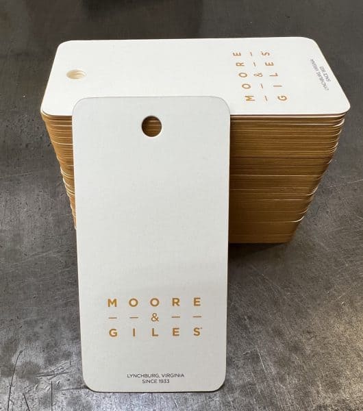 Custom printed hang tags for premium products - Corcoran Printing